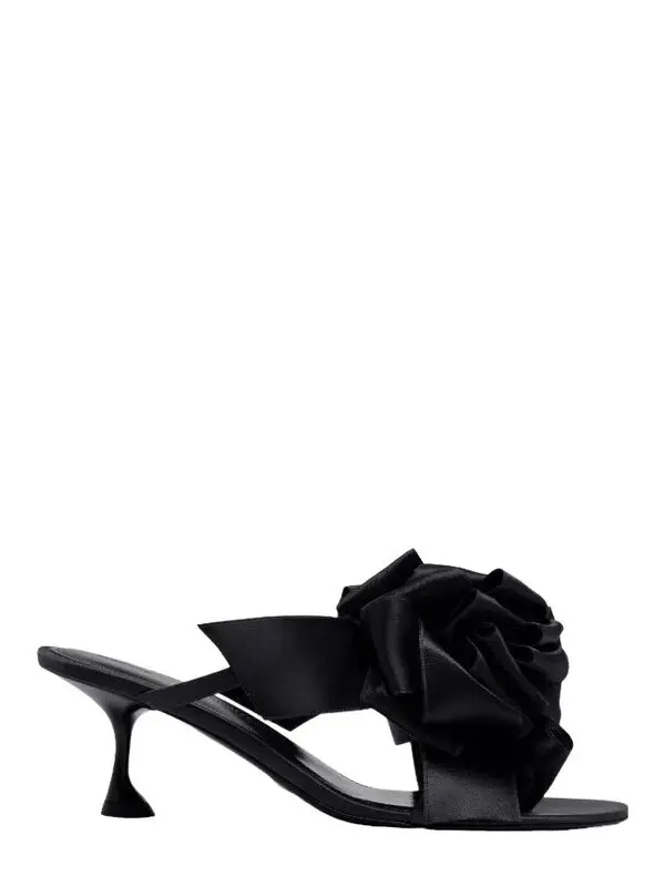 Proenza Schouler Rose-embellished Mid Heel Sandals - Black