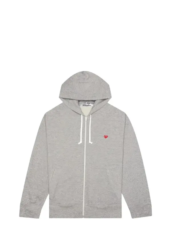 Play Comme Des Garcon Heart-embroidered Zip-up Sweatshirts - Gray