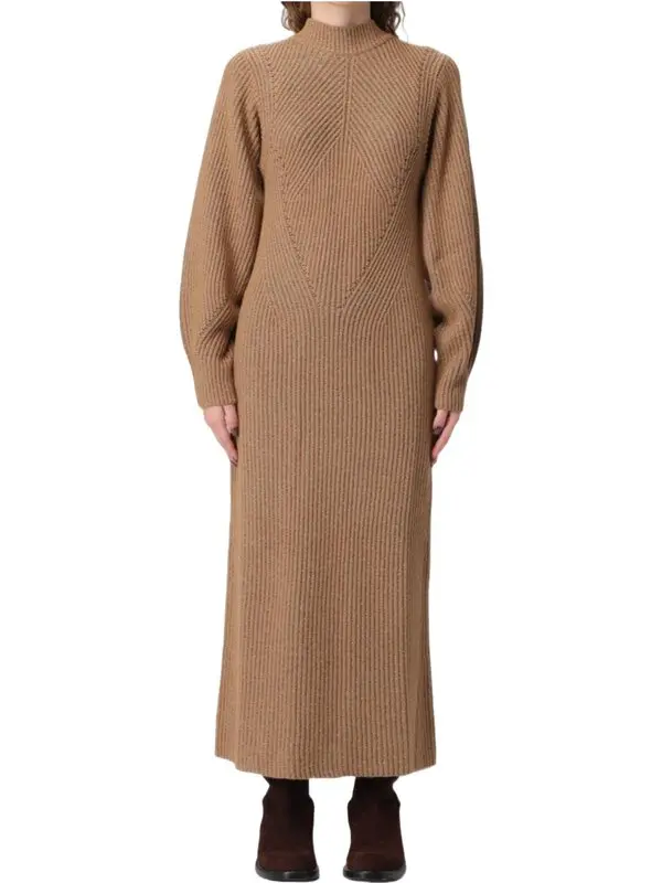 TWINSET Lurex-knit Ribbed Dress - Brown