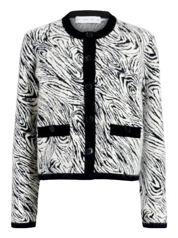 Proenza Schouler Amina Zebra-print Cardigan - Gray