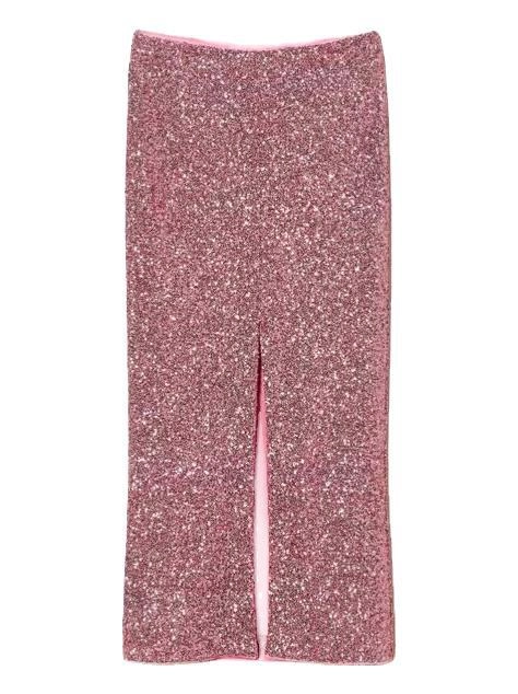 TWINSET Sequin-embellished Split Maxi Skirt - Pink