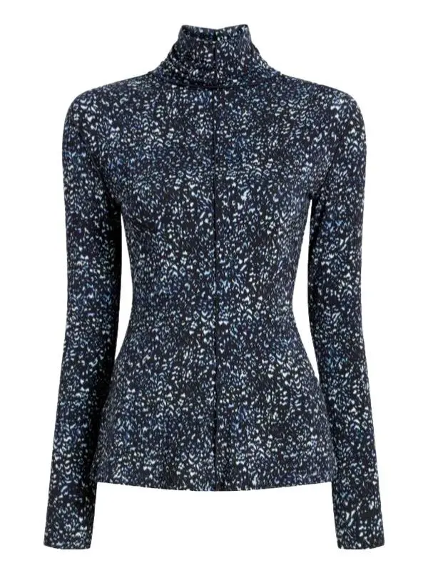 Proenza Schouler Audrey Speckled Turtleneck Top - Black