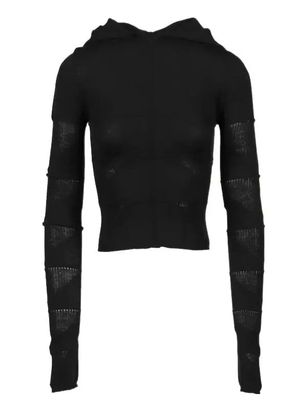 Rick Owens Knitted Hooded Top - Black