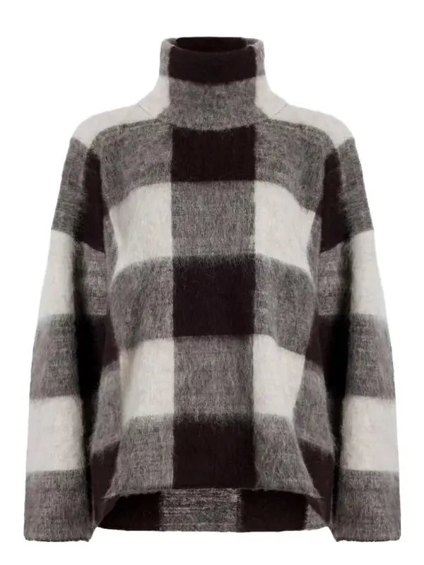 Proenza Schouler High-neck Check-print Sweater - Black