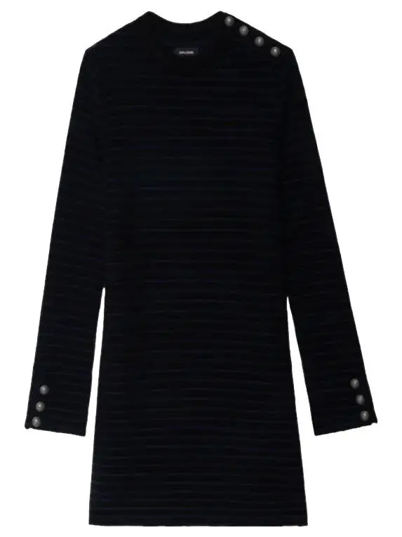 Zadig&Voltaire Striped Button-detailed Mini Dress - Black