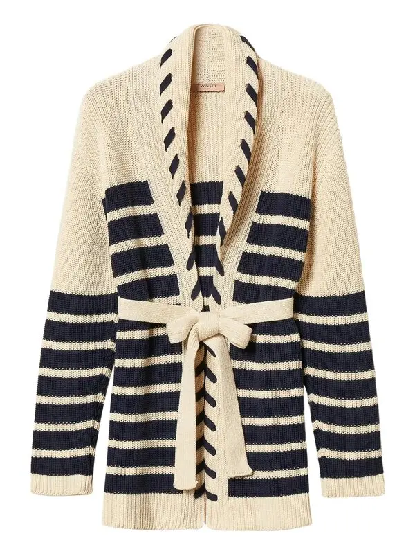 TWINSET Striped Cardigan - Nude