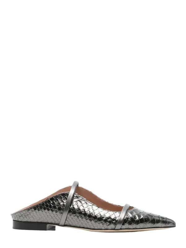 MALONE SOULIERS Leather Pointed-toe Flats - Gray