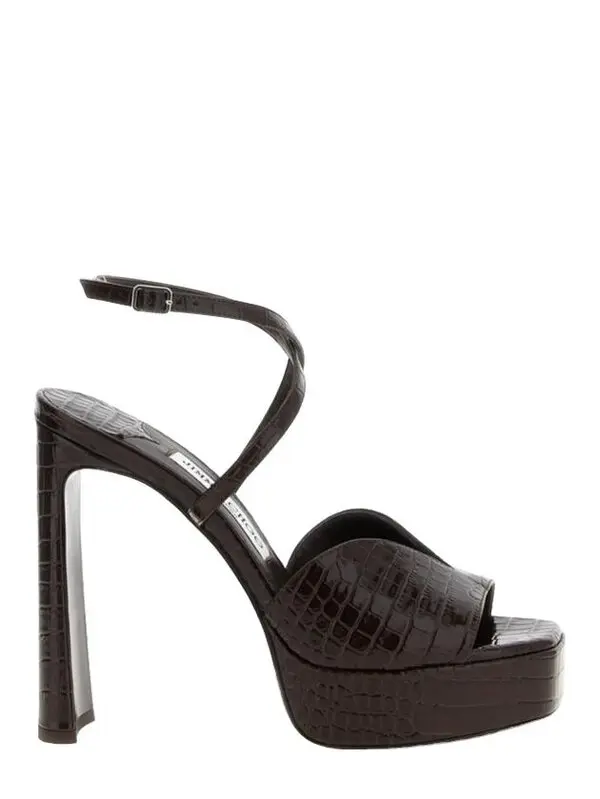 JIMMY CHOO Crocodile-print Platform Sandals - Black