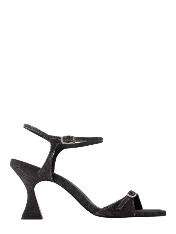 CAREL Denim Slingback Heeled Sandals - Black