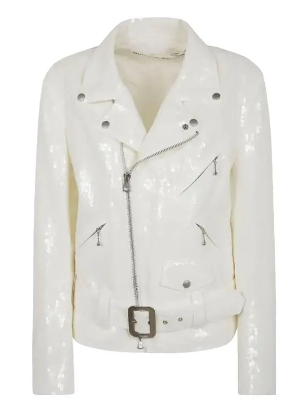Junya Watanabe Sequinned Biker Jacket - White