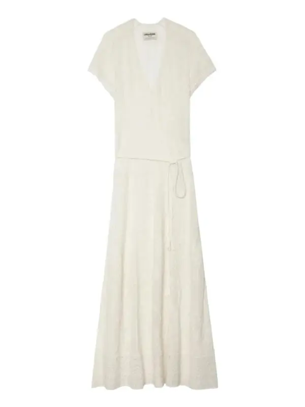 Zadig&Voltaire Melody Co V-neck Belted Short Sleeve Top - Beige