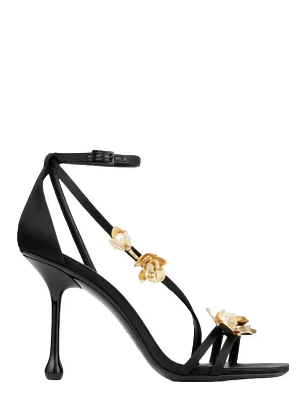 JIMMY CHOO Zea 95mm Floral-appliqué Sandals - Black