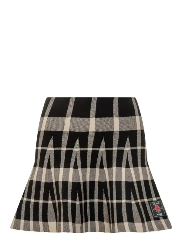 MSGM Logo Patch Flared Skirt - Black