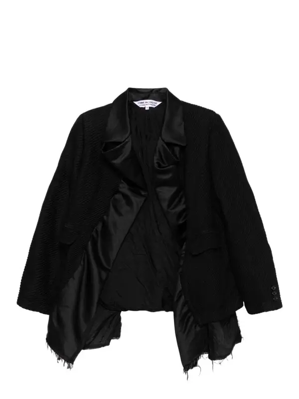 Comme Des Garçons Fringed-edge Asymmetrical Blazer - Black