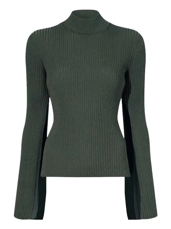 Proenza Schouler Abigail Ribbed Mock Neck Sweater - Black