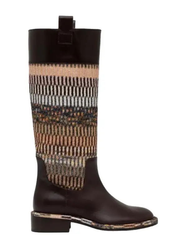 Missoni Patterned Jacquard Panel Knee-high Boots - Black