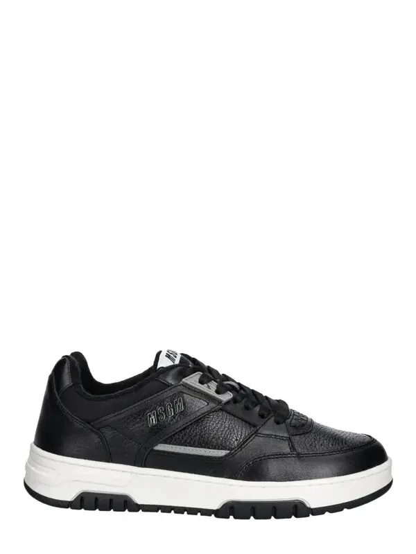 MSGM Logo-patch Leather Sneakers - Black