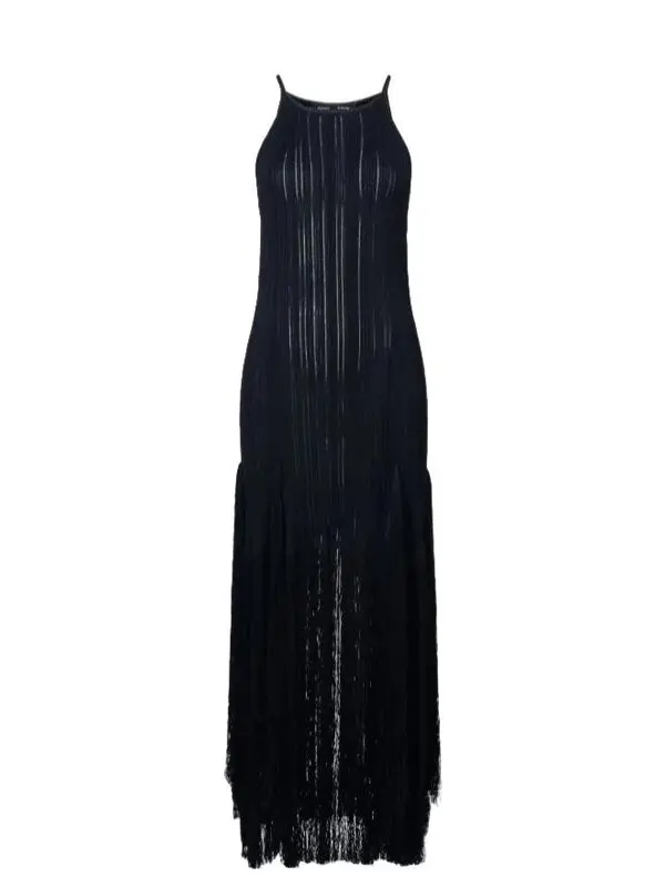 Proenza Schouler Everly Fringe Trim Maxi Dress - Black
