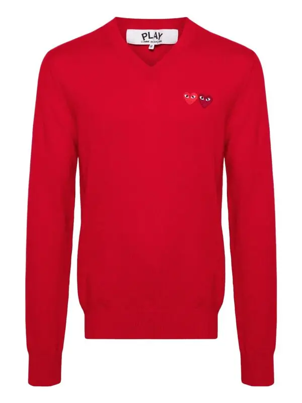 Play Comme Des Garcon Heart-patch Wool Jumper - Red