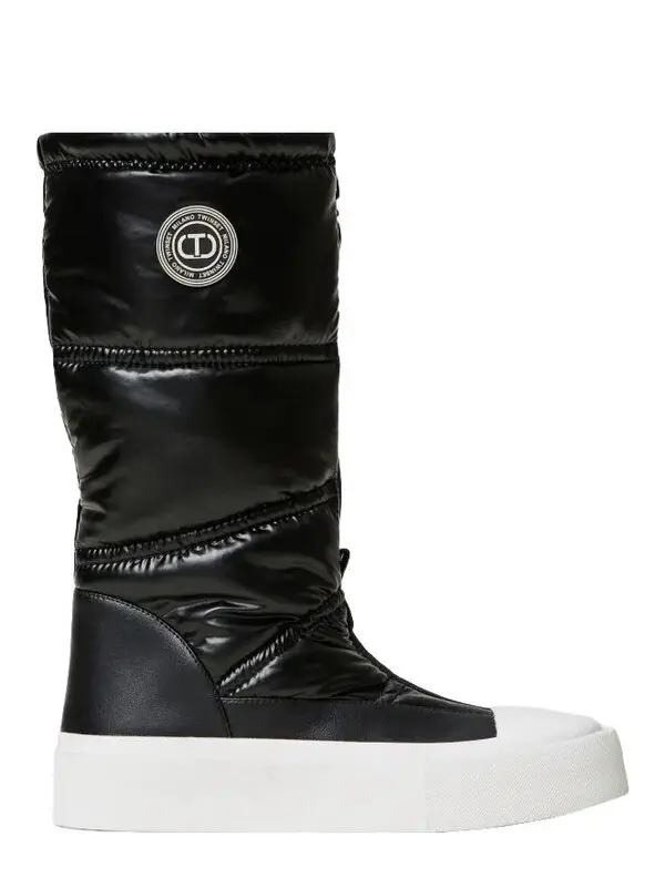 TWINSET Logo-appliqué Padded Boots - Black