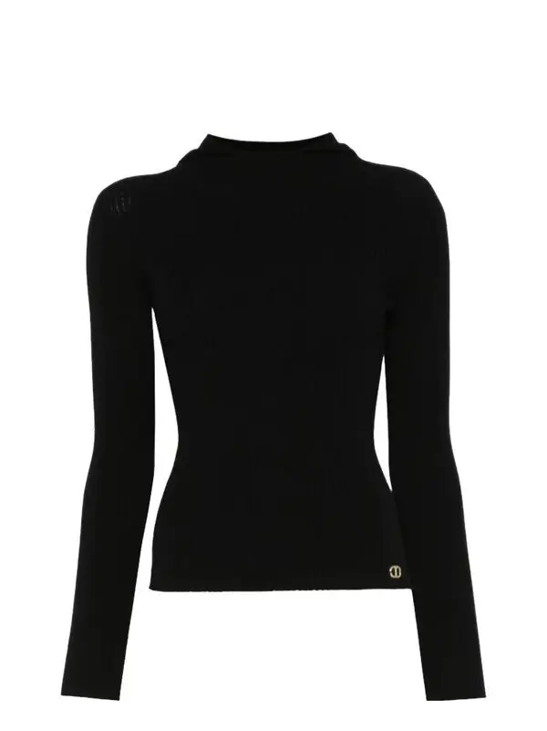 TWINSET Ribbed Hooded Knitwear - Black