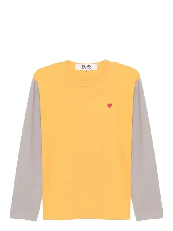 Play Comme Des Garcon Logo-appliqué Two-tone T-shirt - Yellow