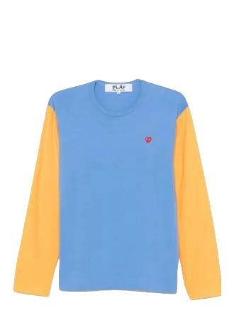 Play Comme Des Garcon Heart-patch Two-tone T-shirt - Blue