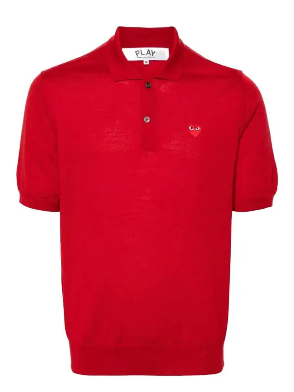 Play Comme Des Garcon Heart-patch Wool Polo Shirt - Red