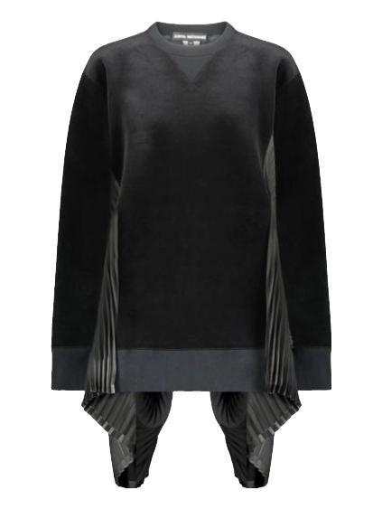 Junya Watanabe Asymmetric Velvet Crewneck Sweatshirt - Black