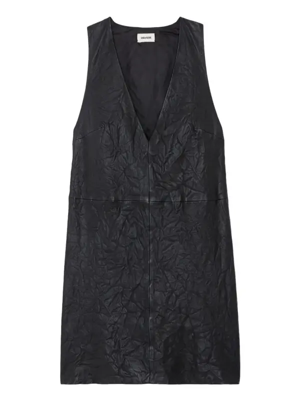 Zadig&Voltaire V-neck Leather Minidress - Black