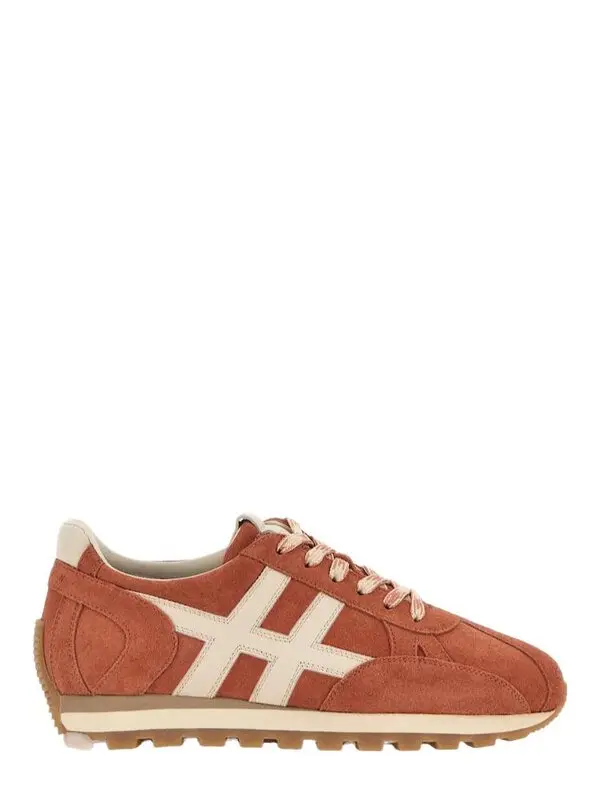 Hogan H671 Suede Leather Lace-up Sneakers - Orange
