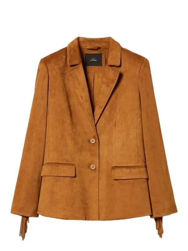 TWINSET Fringed Faux-suede Blazer - Brown