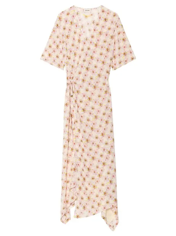 Zadig&Voltaire Asymmetric Floral Midi Dress - Nude