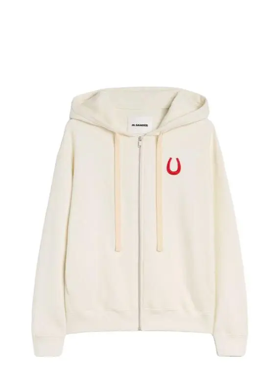 JIL SANDER Cotton Terry Zip-up Sweatshirt - White