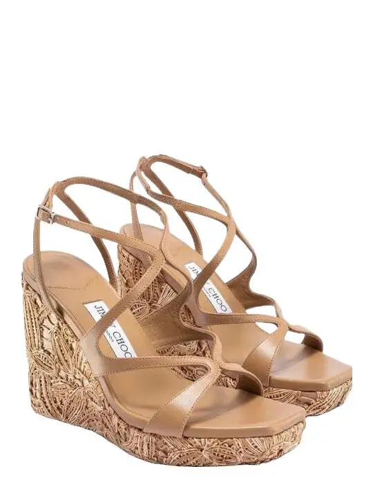 JIMMY CHOO Ayla Wedge Sandals - Nude