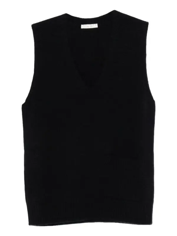 THE ROW Marte Ribbed-knit Vest - Black