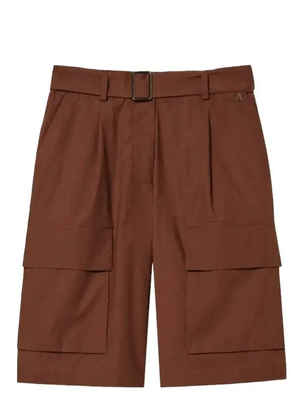 TWINSET Belted Cargo Bermuda Shorts - Brown