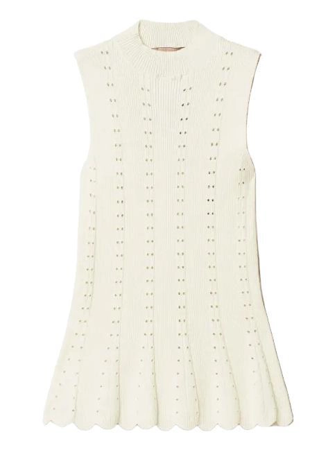 TWINSET Mock-neck Scalloped-trim Top - White