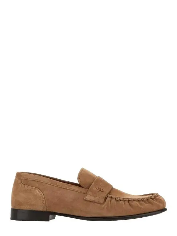 JIMMY CHOO Ellis Penny-strap Suede Loafers - Brown