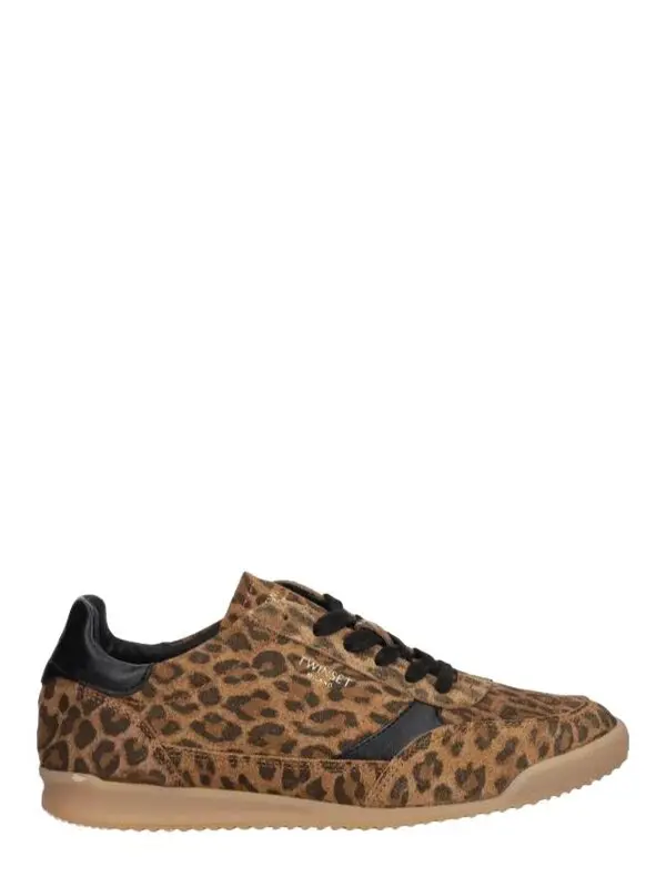 TWINSET Leopard-print Panelled Sneakers - Brown