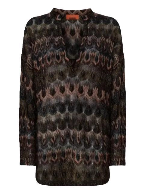Missoni V-neck Openwork Knit Blouse - Black