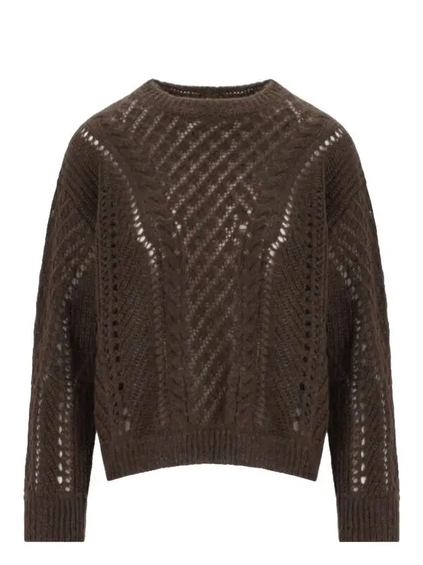 TWINSET Open Work Crewneck Jumper - Black