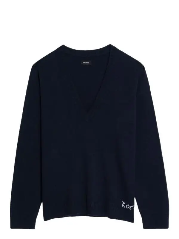 Zadig&Voltaire Swyny V-neck Embroidered Sweater - Black