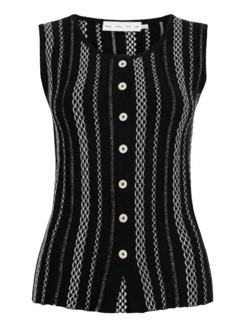 Proenza Schouler Alyna Textured Knit Button Vest - Black