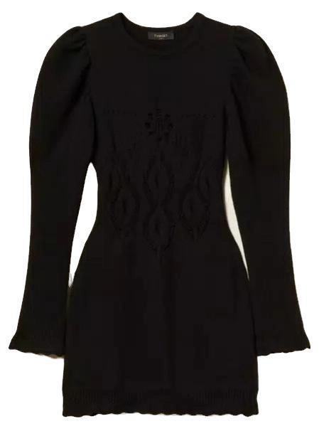 TWINSET Crochet-knit Mini Dress - Black