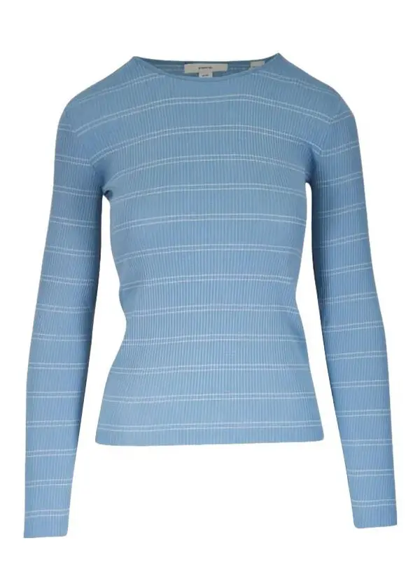 Vince Striped Ribbed Top - Blue