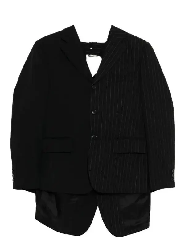 Comme Des Garçons Asymmetrical Striped Suit Jacket - Black