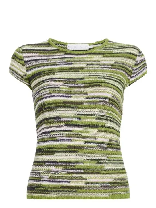 Proenza Schouler Veya Striped Knit Rib T-shirt - Green