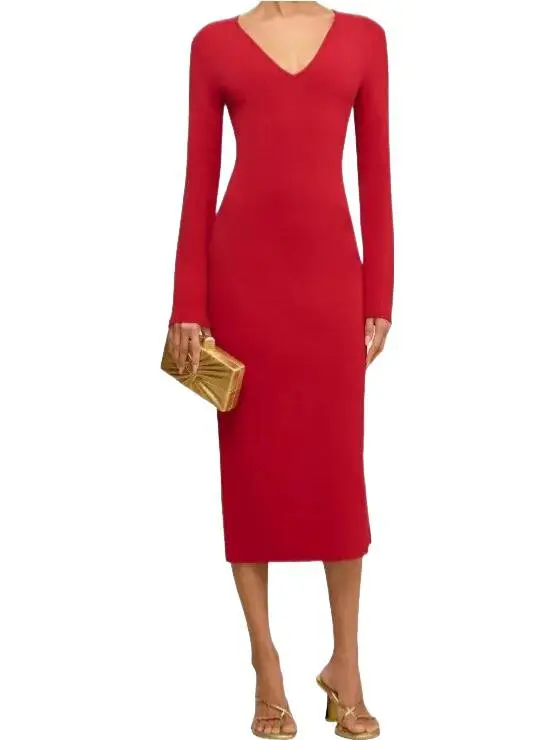 Cult Gaia Boa Bow Open Back Midi Dress - Red