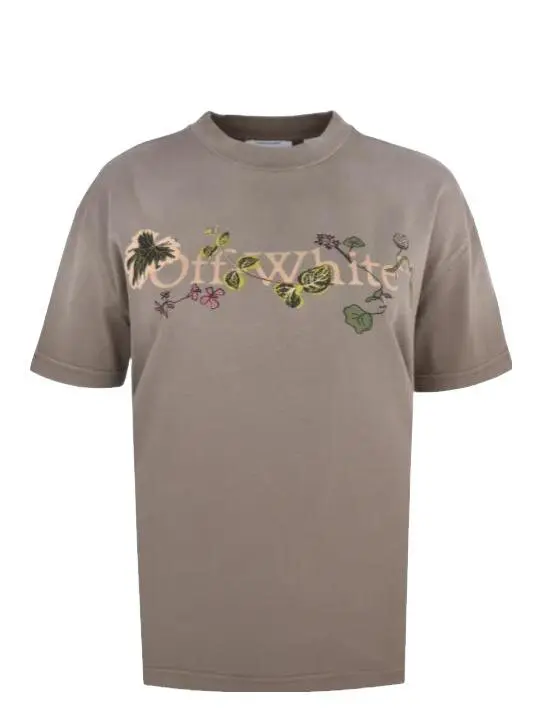 Off-White Floral-print Logo T-shirt - Gray